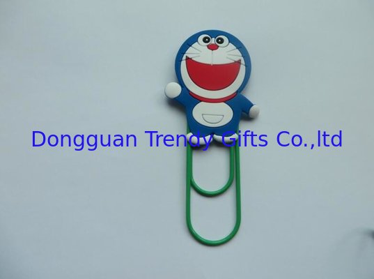 Lovely Doraemon Rubber PVC Bookmark With Green Clip , Mini Size , Best Christmas Gift For Children supplier