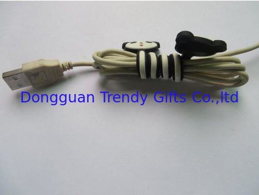 Custom Bear Silicone Rubber Earphone Cord Cable Winder With Extra Long Size , For Promotion Gift supplier