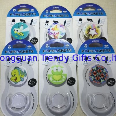 2017 Trendy 3M Adhernsive Silicone Mobile Phone Holder Stand Pop Grip Socket With Car Holder , Many Pattern Design Stock supplier