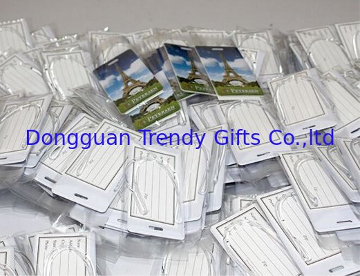 Custom Full Color Print White Plastic Luggage Tags Travel Name Tag With Transparent String, Cheap Factory Price supplier