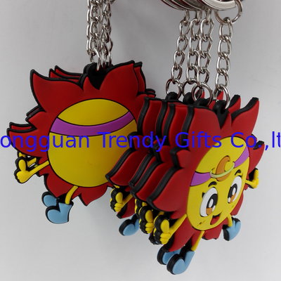 Colorful Flower Shape PVC Toy Keychain Key Holder With High Quality Metal Chain, Double-sided Embossed Logo supplier