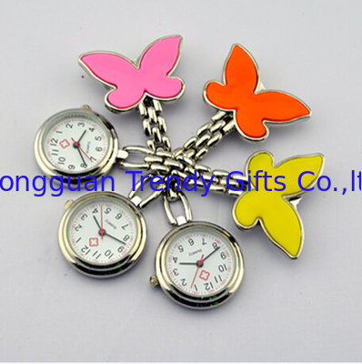 Fashion Butterfly Metal Nurse Doctor Watch Clip Nurse Hang Watch With White Face, Brand Your Own Logo,10 Colors Stock supplier