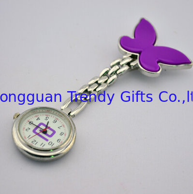 Fashion Butterfly Metal Nurse Doctor Watch Clip Nurse Hang Watch With White Face, Brand Your Own Logo,10 Colors Stock supplier