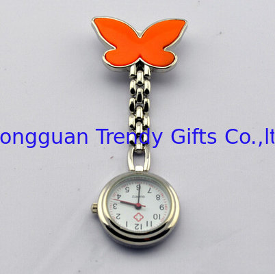 Fashion Butterfly Metal Nurse Doctor Watch Clip Nurse Hang Watch With White Face, Brand Your Own Logo,10 Colors Stock supplier