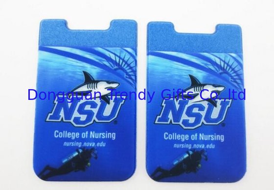 Custom 3M Sticker Royal Blue Lycra Phone Pocket Card Holder With Heat Transfer ,For College Of Nursing Collection supplier