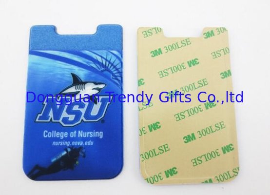 Custom 3M Sticker Royal Blue Lycra Phone Pocket Card Holder With Heat Transfer ,For College Of Nursing Collection supplier