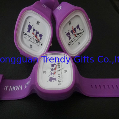 Purple Colour Silicone Rubber Jelly Band Watch 3ATM Water Resistant , White Face With Company Logo, Unisex For Men Women supplier