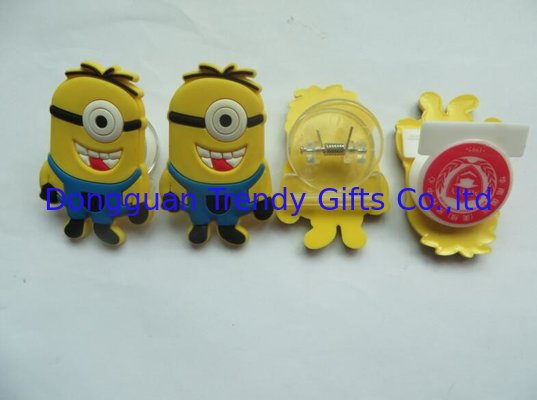 Multifunctional Cute Minions Soft PVC Bookmark / Paper File Holder / Nets Clip Accept Custom Other Shapes For Promotion