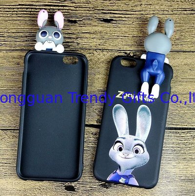 Cool Judy Rabbit Silicone Phone Cover With 3D Soft PVC Judy Charm Decoration, 2017 Best Seller
