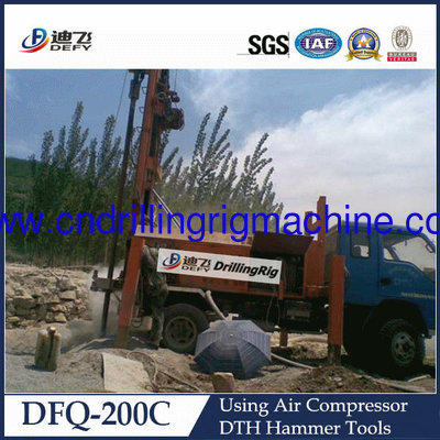 DFQ-200C truck mounted 200m DTH water well drilling rig, 200m Drilling Rig Machine