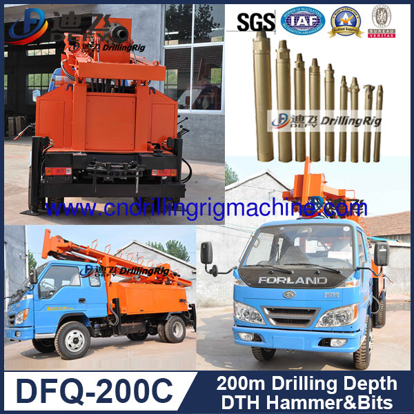DFQ-200C hard rock rigs, down the hole hammer water well rotary drilling machine