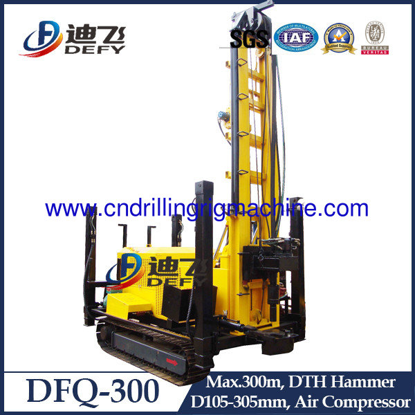 300m Depth DTH Rock Water Well Drilling Rig, DFQ-300 Drilling Rig Machine Air Compressor