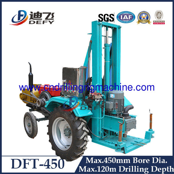 Top drive 450mm DFT-450 Large Caliber Water Bore Drilling Rig with 120m Drilling Depth