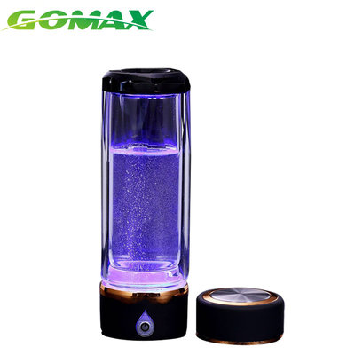 fashion 350ml transparent vacuum double glass silicone infuser hydrogen water bottle with built-in