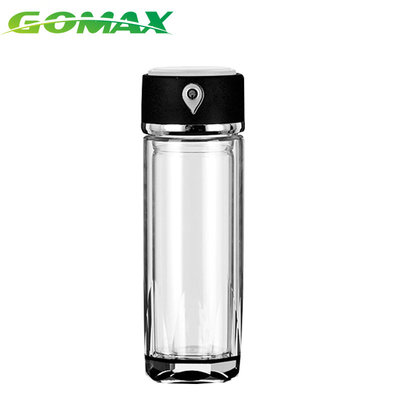 fashion 350ml transparent vacuum double glass silicone infuser hydrogen water bottle with built-in