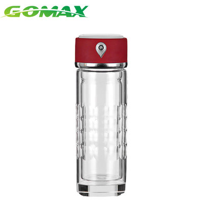 fashion 350ml transparent vacuum double glass silicone infuser hydrogen water bottle with built-in