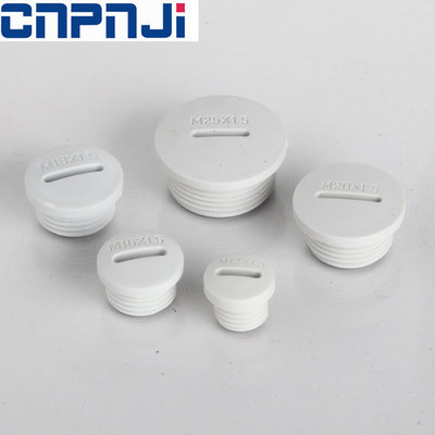 CNPJ china factory Nylon PA6 plastic screw end Cap blind plug with thread Offwhite