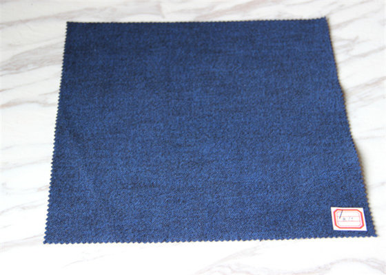 Soft Woven Wool Fabric For Jackets Skirts , Dark Blue Brown Wool Fabric
