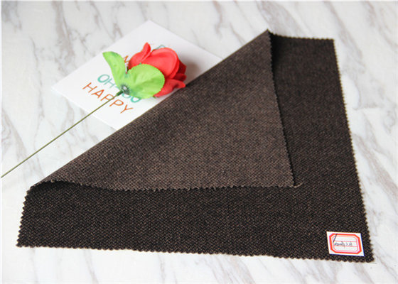 Soft Brown Tweed Herringbone Fabric , Wool Blend Suiting Fabric For Warm Winter Jackets