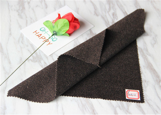 Soft Brown Tweed Herringbone Fabric , Wool Blend Suiting Fabric For Warm Winter Jackets