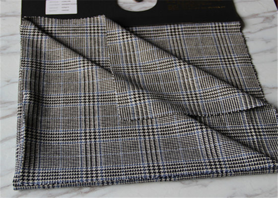 Criss Cross Strip Tartan Wool Fabric Houndstooth Causal Suit / Pants With Vertical Line