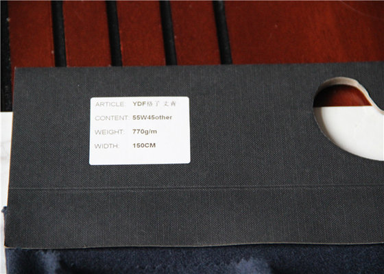 Unclear Blue Plaid Fabric 150 CM Width ,  Wool Coating Fabric With Light Tartan 770 G