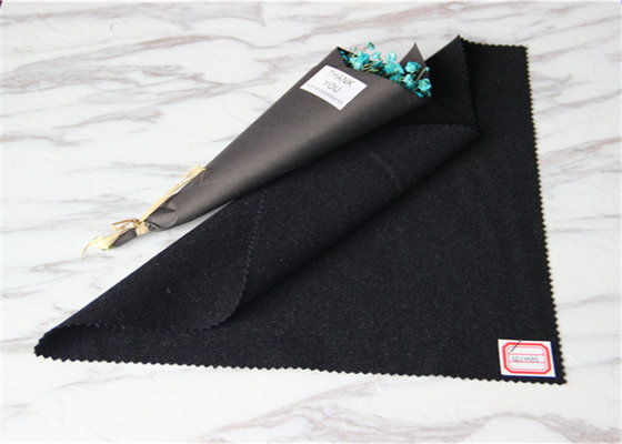 150CM Winter Coat Wool Melton Fabric Black Warm For Men And Woman 600 G / M