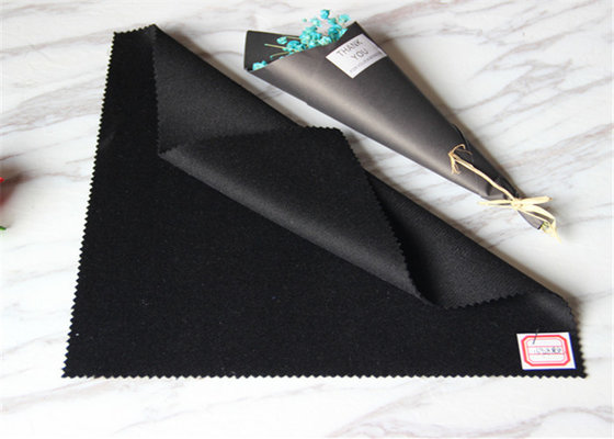 Black Wool Gabardine Fabric Winter Work Coat , Double Faced Wool Fabric