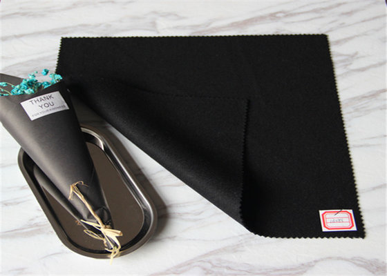 Thick Heavyweight Wool Fabric In Stock , Black Wool Coating Fabric With Twill