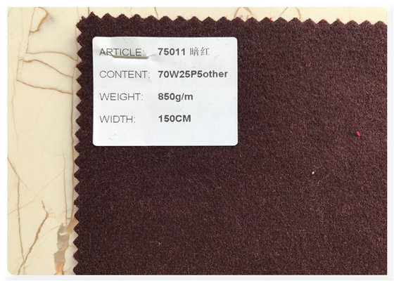 70% Wool 2 Sided Fabric 720 G Per Meter , Red Series Double Faced Coat Fabric 57'' Width