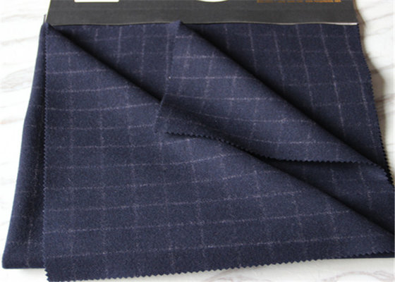 Window Pane Suit Medium Tartan Wool Fabric British Style Navy With White Line