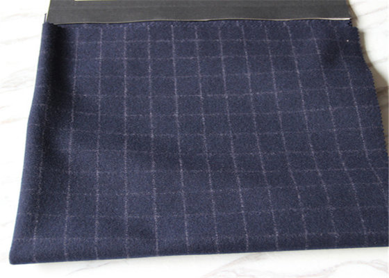 Window Pane Suit Medium Tartan Wool Fabric British Style Navy With White Line