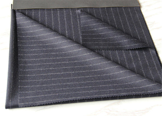 59CM Grey Mens Suit Fabric 50% Wool With White Strip 450 Gram Per Meter