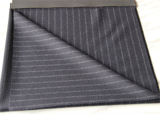 59CM Grey Mens Suit Fabric 50% Wool With White Strip 450 Gram Per Meter
