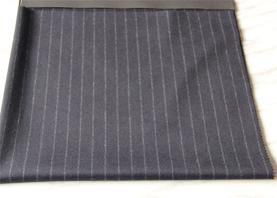 59CM Grey Mens Suit Fabric 50% Wool With White Strip 450 Gram Per Meter
