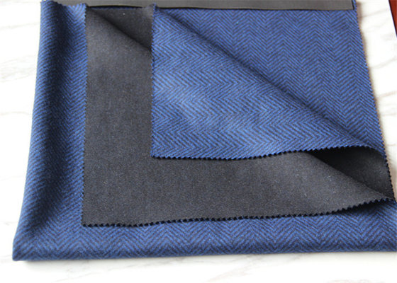 OEM Soft Knit Herringbone Wool Fabric Blue And Black Comfortable For Baby Clothes