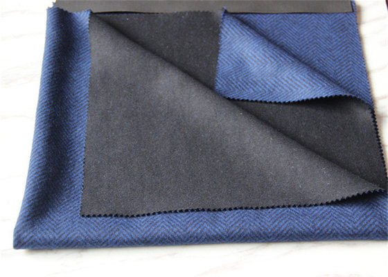 OEM Soft Knit Herringbone Wool Fabric Blue And Black Comfortable For Baby Clothes