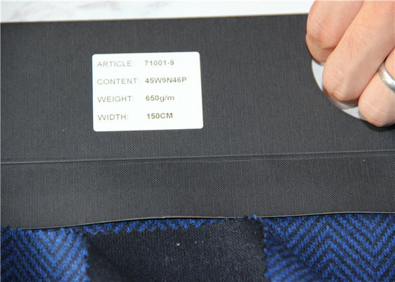 OEM Soft Knit Herringbone Wool Fabric Blue And Black Comfortable For Baby Clothes