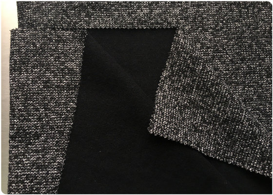 Dark Gray 85% Polyester Wool Fabric , Woven Stretch Fabric Tweed  Knitted