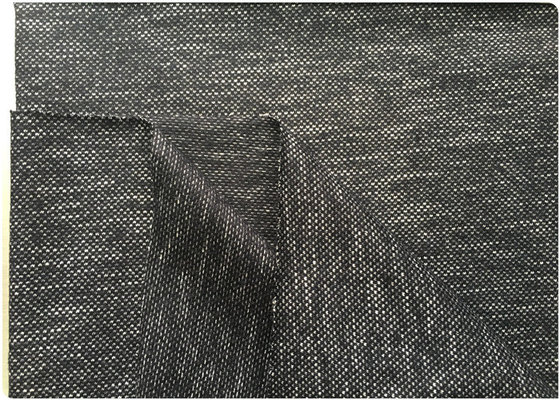 Black White Knit Stretch Wool Fabric With Hong-Kong Style 73% Wool18 Polyester 400 Gram