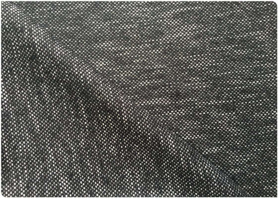 Black White Knit Stretch Wool Fabric With Hong-Kong Style 73% Wool18 Polyester 400 Gram