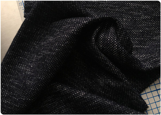 Black White Knit Stretch Wool Fabric With Hong-Kong Style 73% Wool18 Polyester 400 Gram