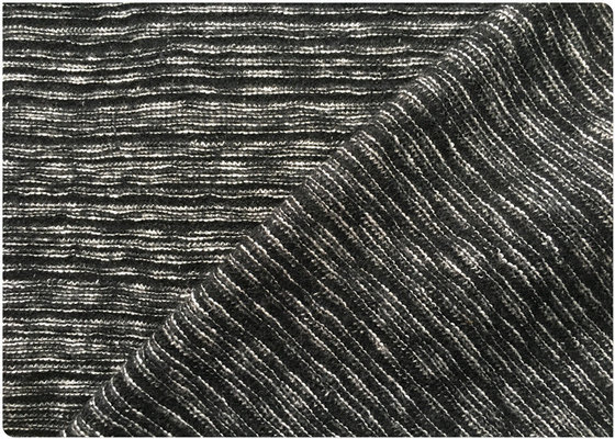Black White Striped Knit Fabric For Mens Sleep Pants , Heavyweight Wool Fabric 16v 44p