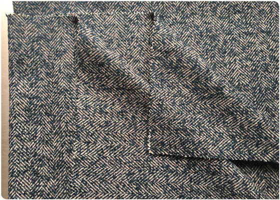 Melton / Flannel Herringbone Wool Fabric Anti Pilling Green Medium 150CM Width