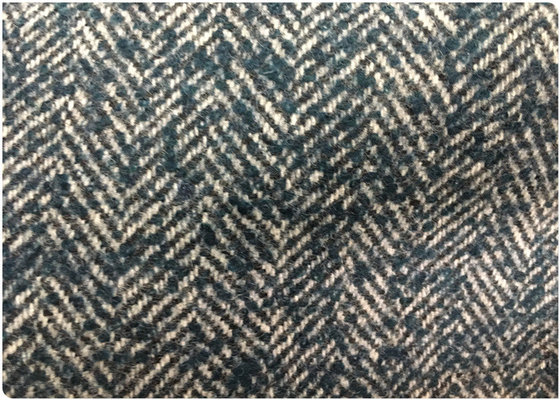 Melton / Flannel Herringbone Wool Fabric Anti Pilling Green Medium 150CM Width