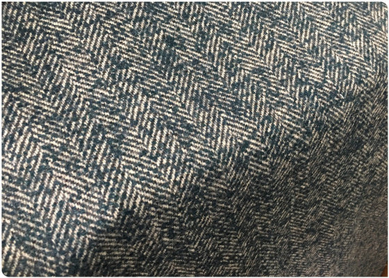 Melton / Flannel Herringbone Wool Fabric Anti Pilling Green Medium 150CM Width