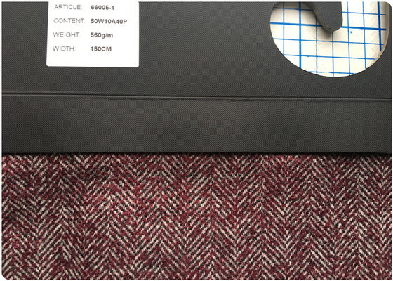 620 G / M Red Women's Winter Coat Herringbone Fabric Rough Warm 150CM Width