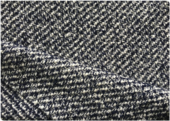 Black And White Twill Fabric 30% Wool 70% Synthetic 63 Gram Per Meter