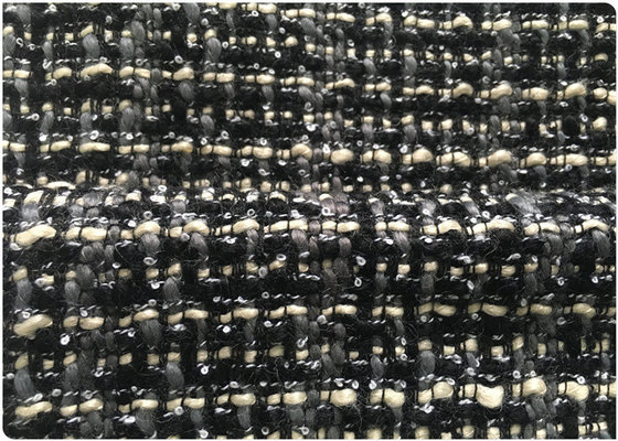Channel Style Woven Lightweight Wool Fabric Black And White 150 CM Width OEM 500 G