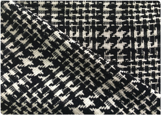 Black And White Houndstooth Tweed Fabric , 59" 70 Acrylic 20 Polyester